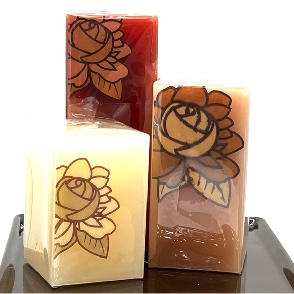 Avon | Accents | 3 Square Pillar Candles With Tray Spa Finder By Avon ...